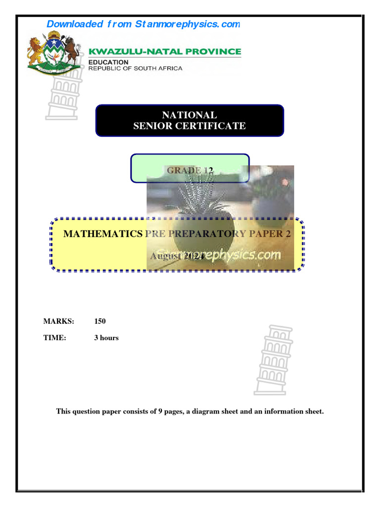 KZN Maths Grade 12 Pre Trial 2024 P2 and Memo | PDF