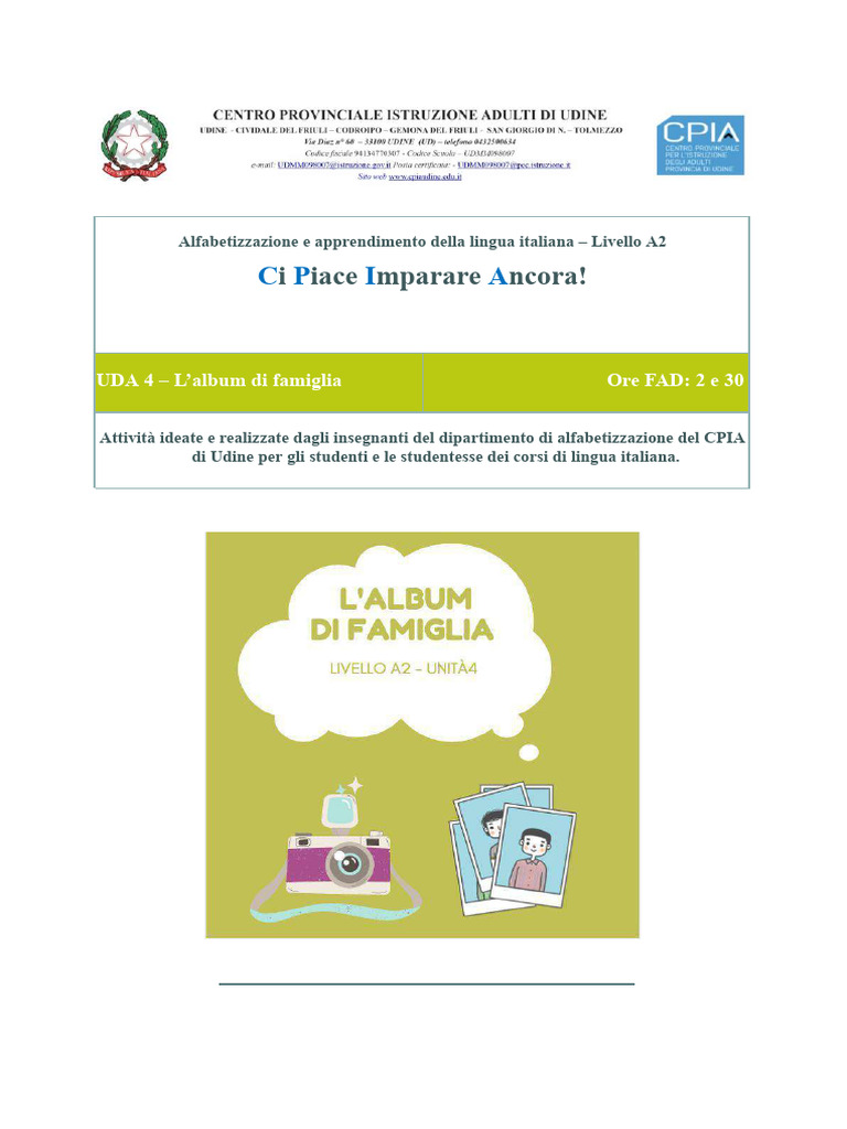 FAD A2 UDA 4 Lalbum Di Famiglia - Docx Compressed | PDF