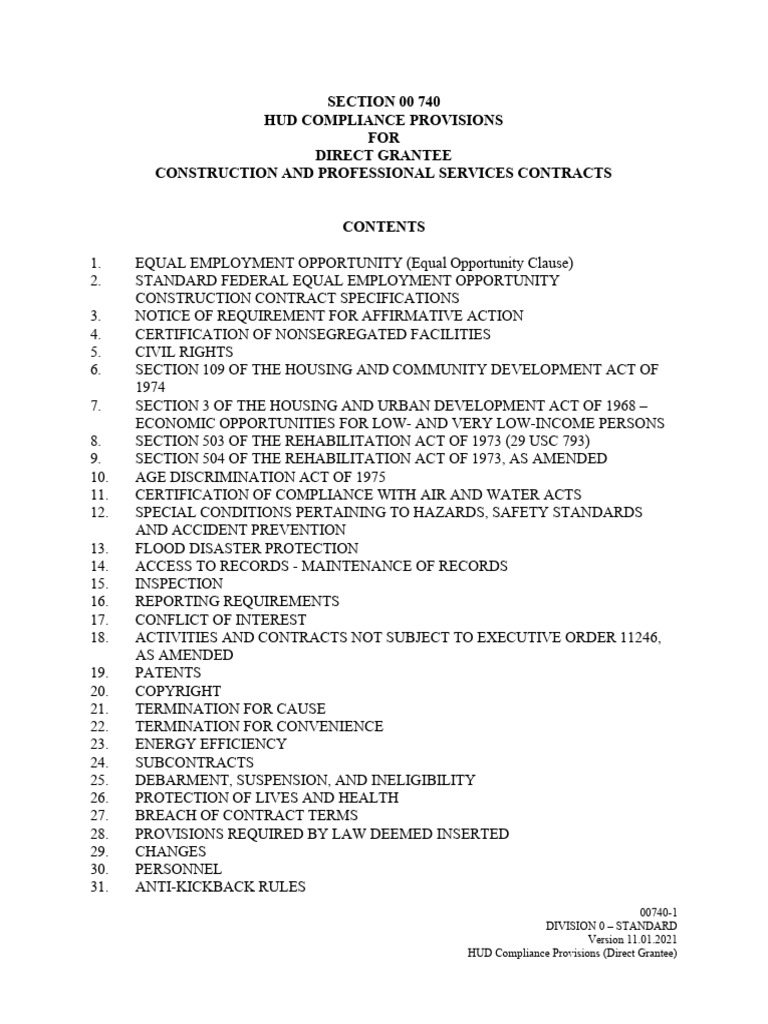 09 - Section 740 - HUD Provisions | PDF | Employment | Section 504 Of ...