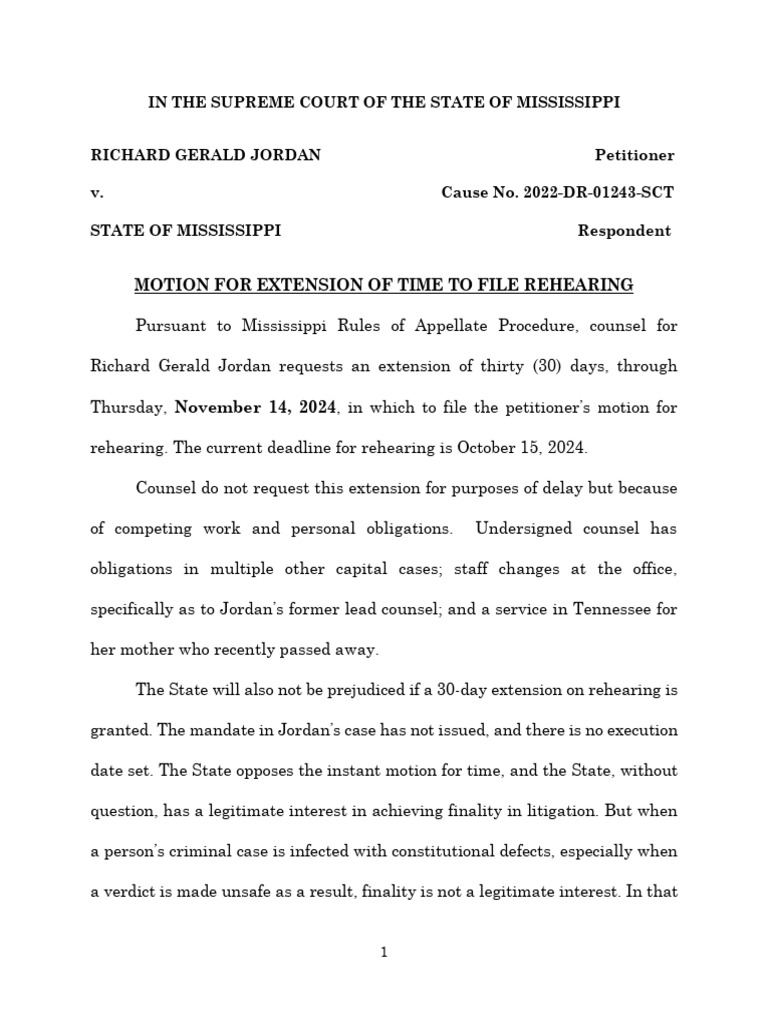 Motion For Time Extension To File For Rehearing | PDF | Supreme Court ...