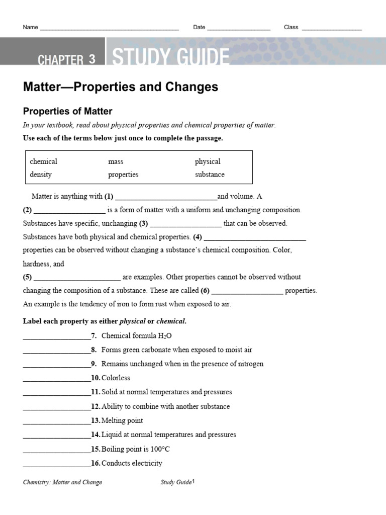 Matter Properties and Changes Review | PDF