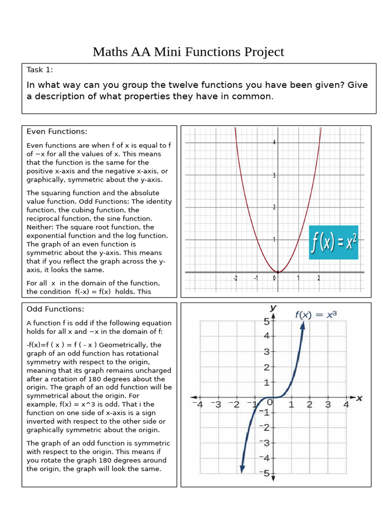 Maths AA Mini Functions Project | PDF