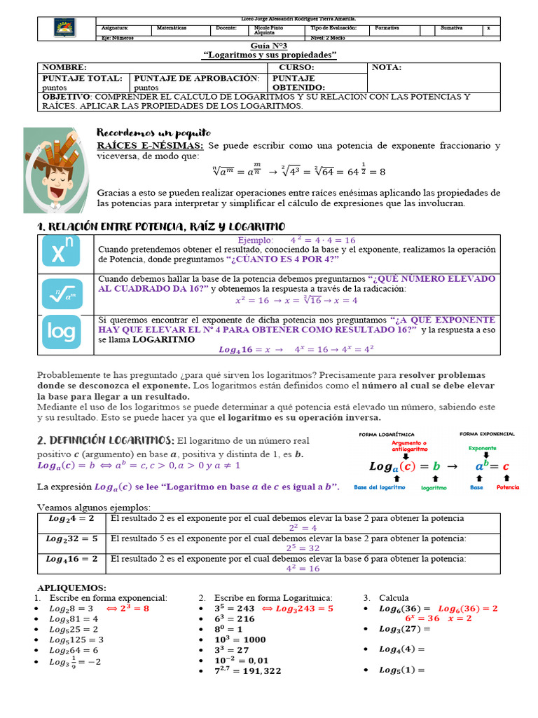 Guión Metodologico Log y Propiedades | PDF