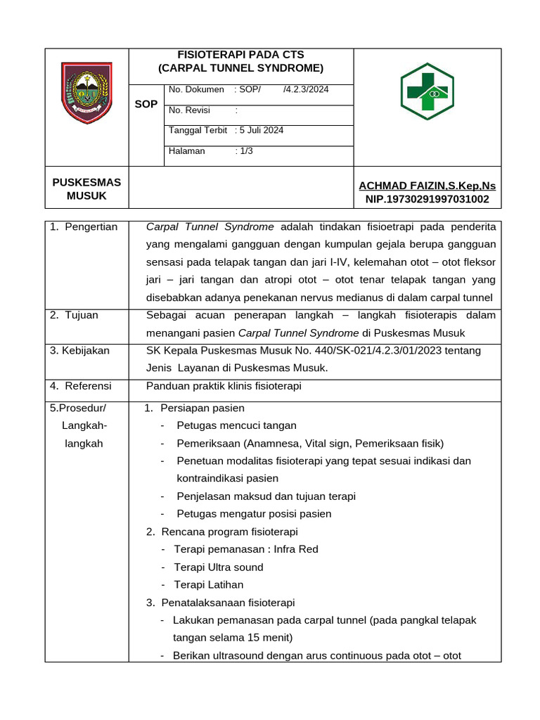 3. SOP FISIO CTS | PDF
