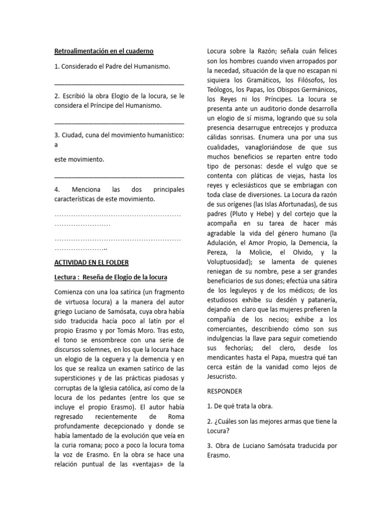 Ficha W El Humanismo | PDF