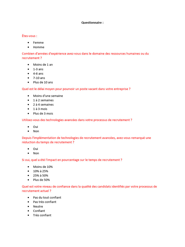 Questionnaire 2 | PDF