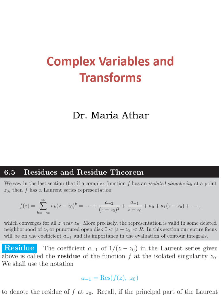 26) Residues and Residue Theorem | PDF