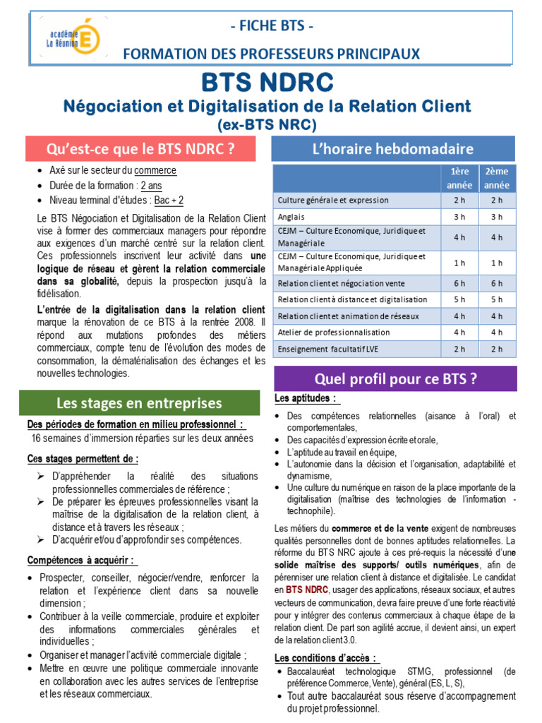 Fiche Bts NDRC | PDF