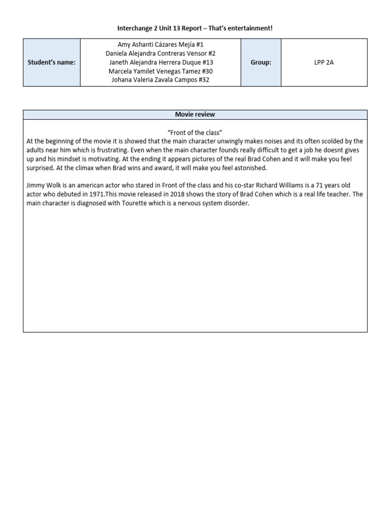 Interchange 2 Unit 13 Report - JAHD | PDF