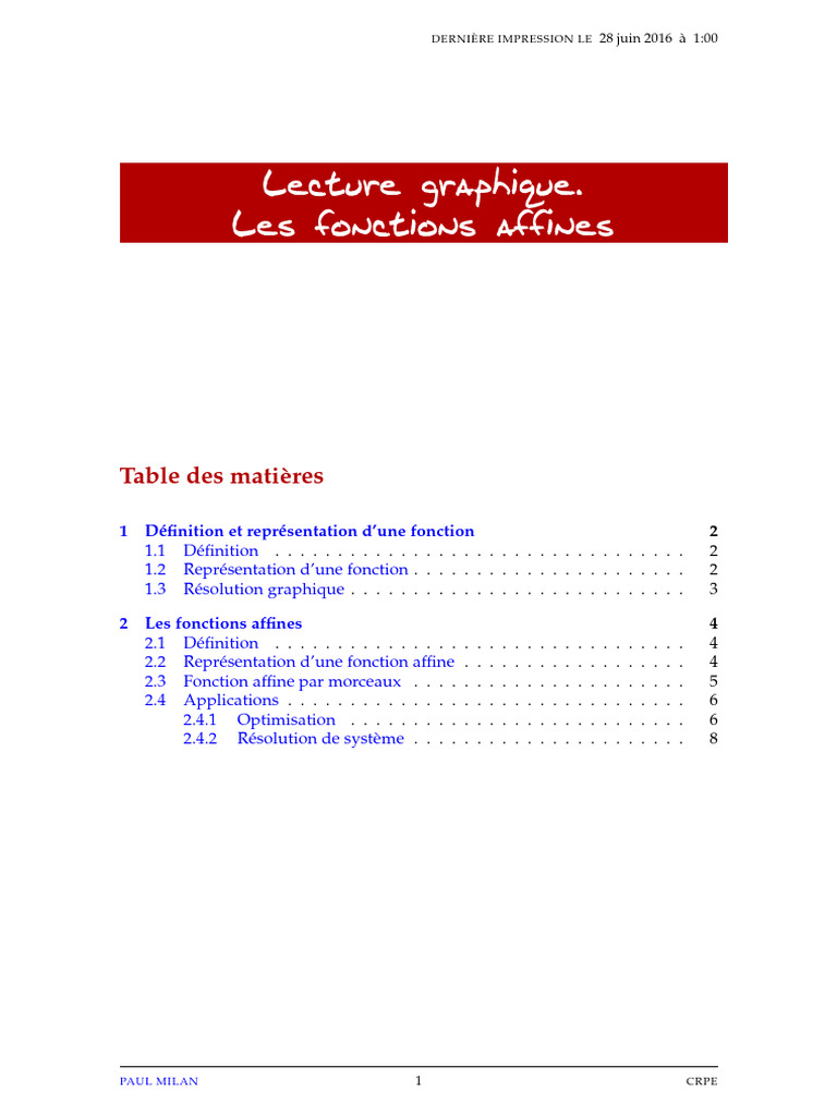 10 Crpe Lecture Graphique Fonctions Affines | PDF
