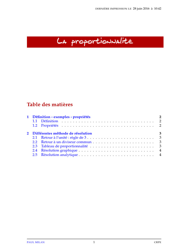11 Crpe La Proportionnalite | PDF