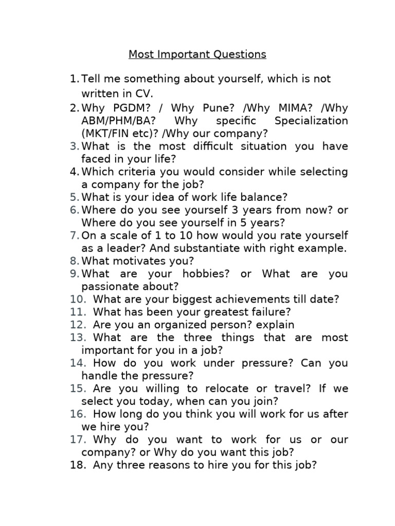 Interview Questions | PDF