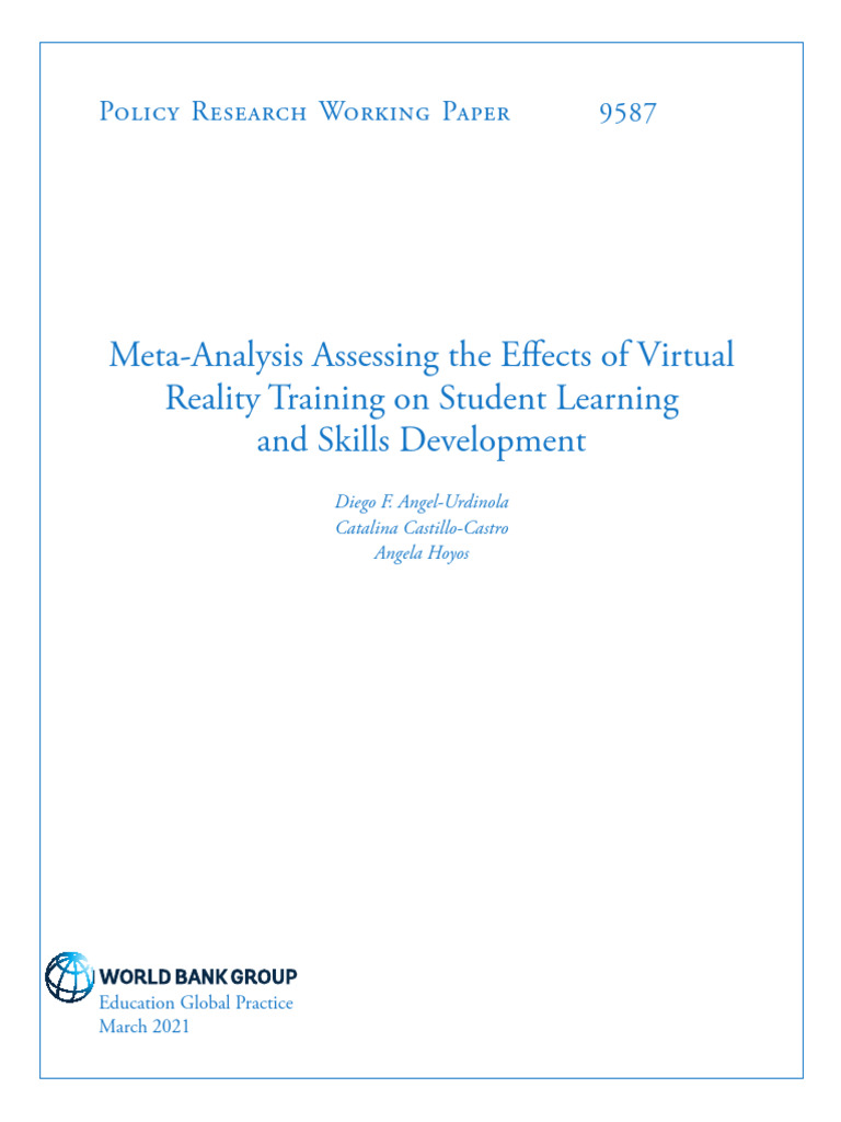 Meta Analysis Assessing The Effects of Virtual Reality Training On ...