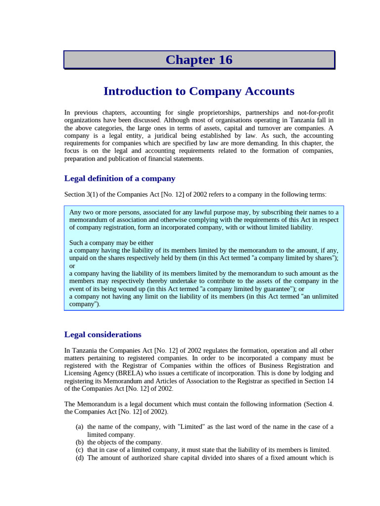 Chapter 16 - Revised, Introduction To Company Accounting | PDF