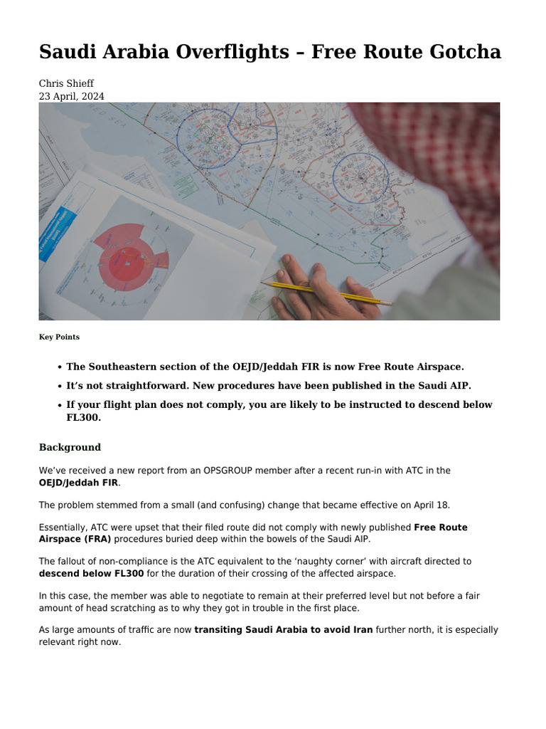 Saudi Arabia Overflights Free Route Gotcha | PDF