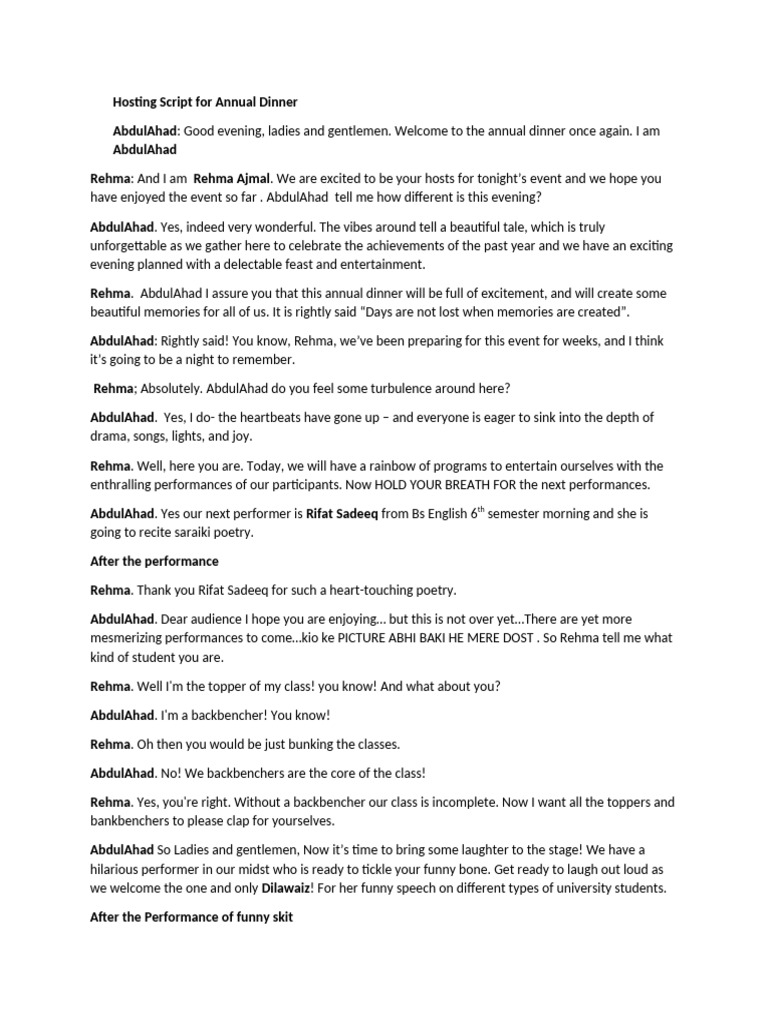 Final Hosting Script | PDF | Home & Garden | Poetry