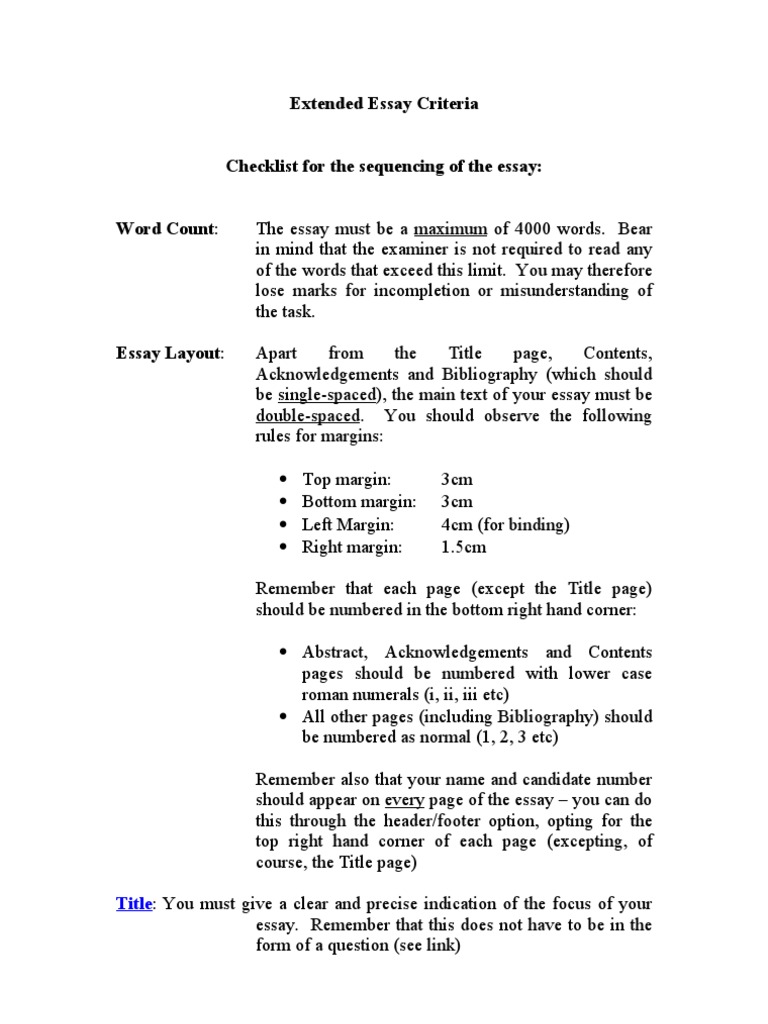 Extended Essay Criteria | PDF | Essays | Ellipsis