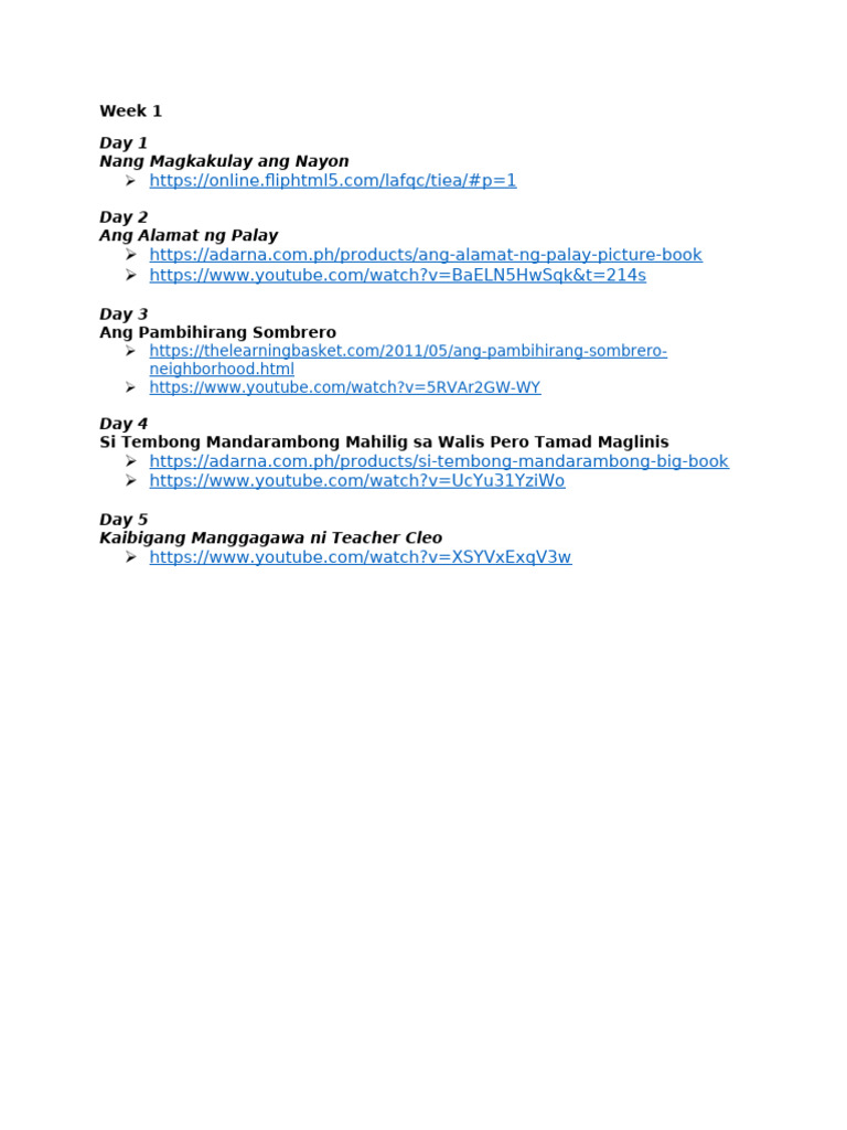 Q2.Week 1 Story Resources | PDF