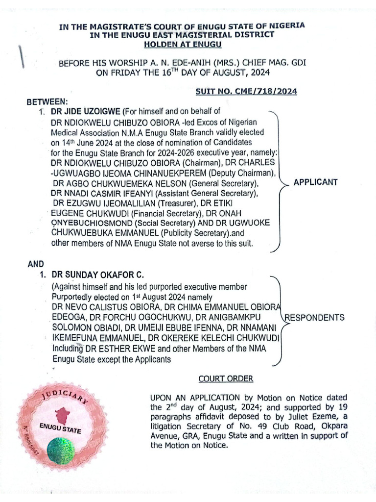 Interlocutory Injunction - Court Order | PDF
