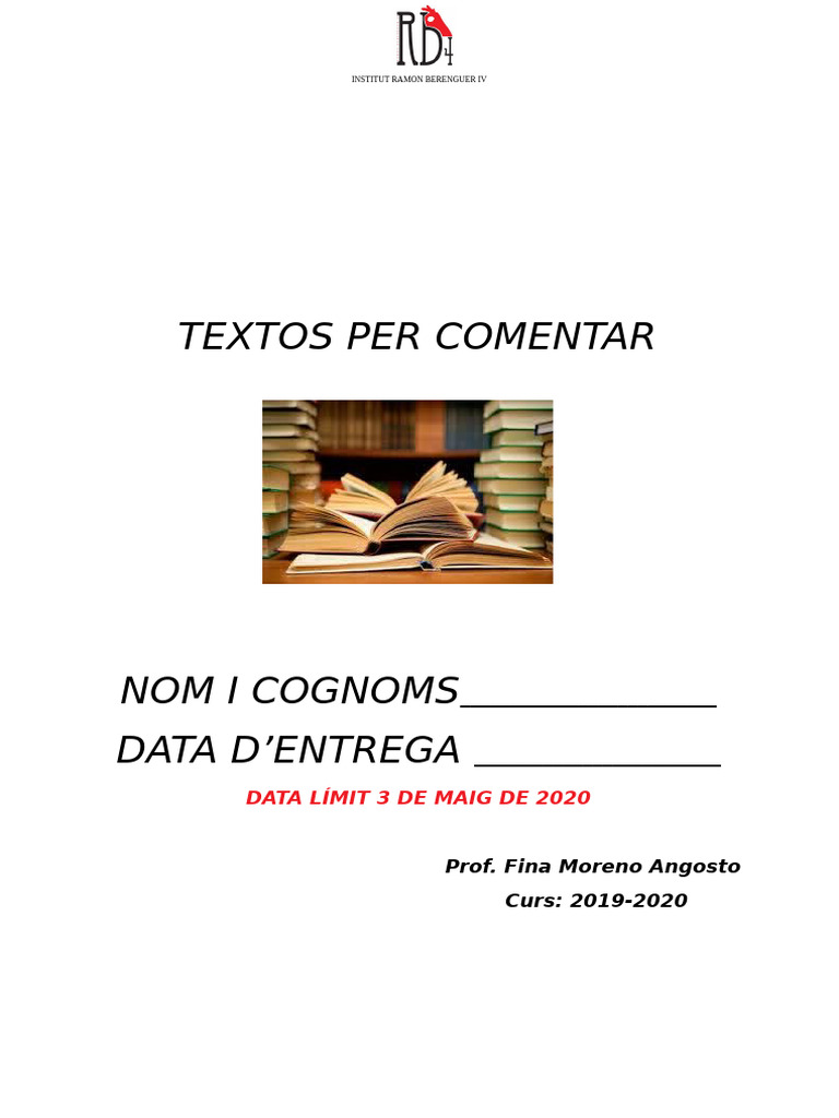 Dossier Comentari de Texto | PDF