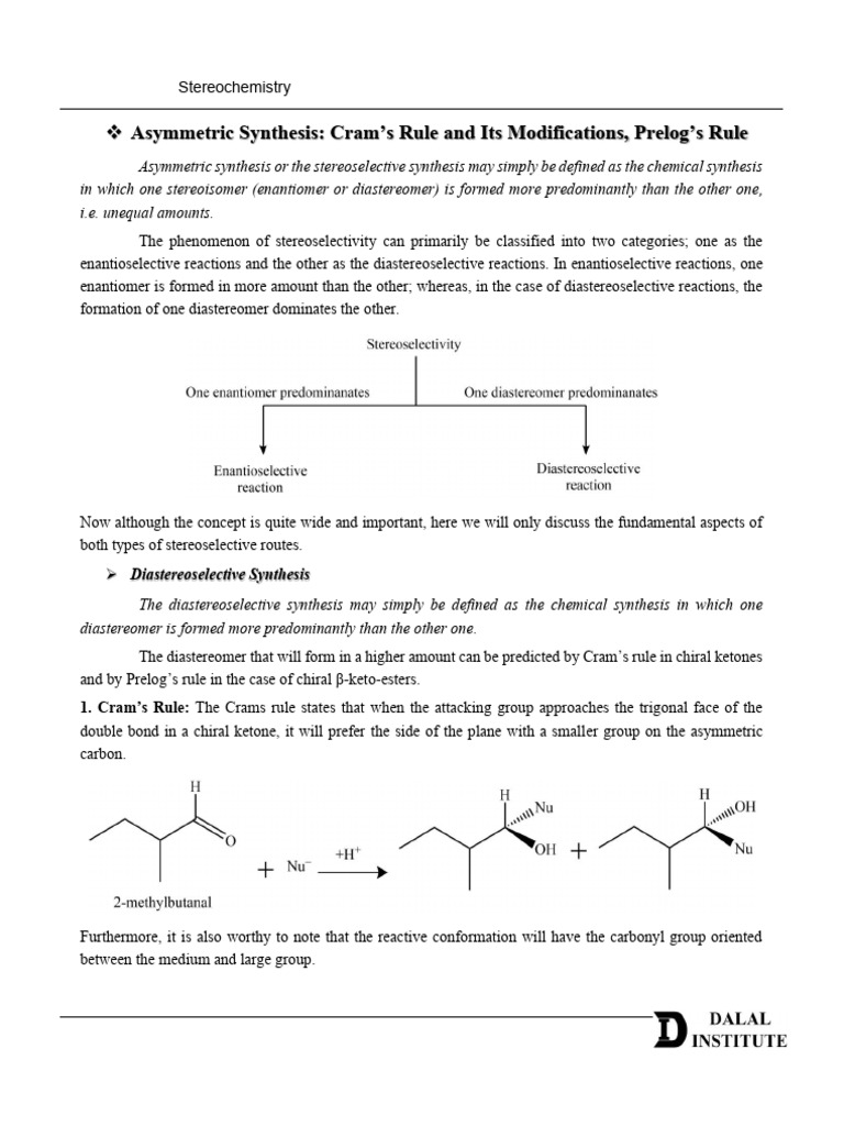 ATOOCV1 2 9 Asymmetric Synthesis Crams Rule and Its Modifications ...