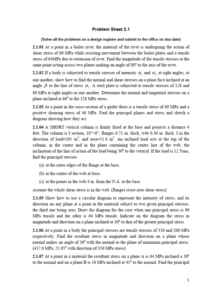 Problem Sheet 201 | PDF