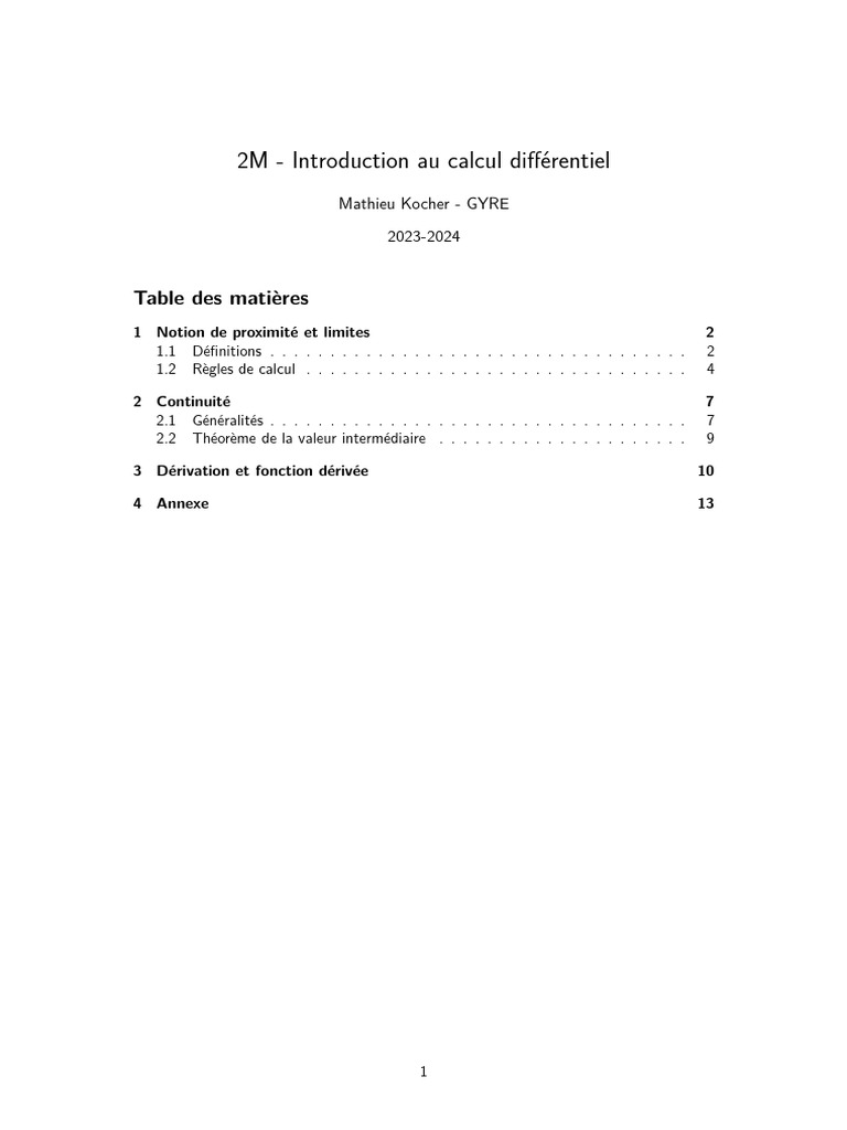 Introduction Au Calcul Différentiel | PDF