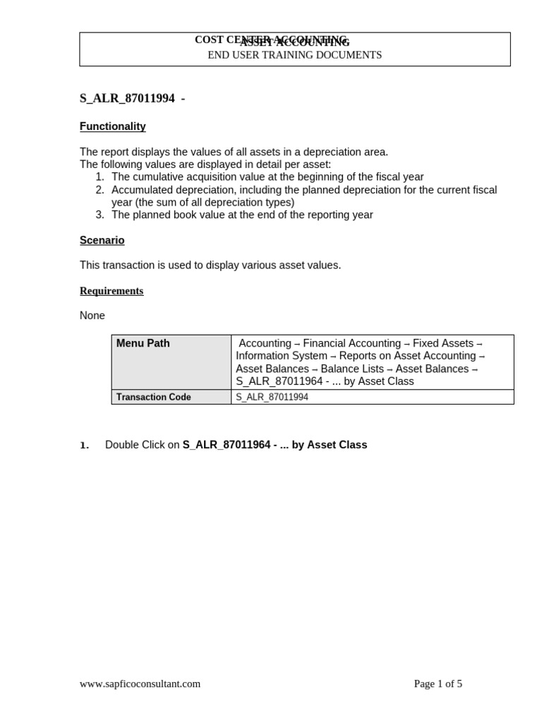 S - ALR - 87011994 Asset Balances Report | PDF | Depreciation ...