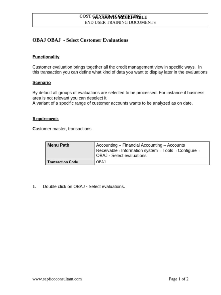 OBAJ Select Customer evaluation | PDF