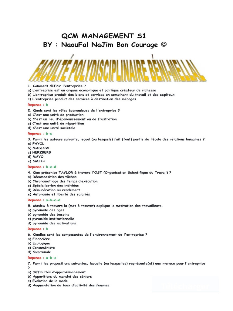 QCM Management | PDF