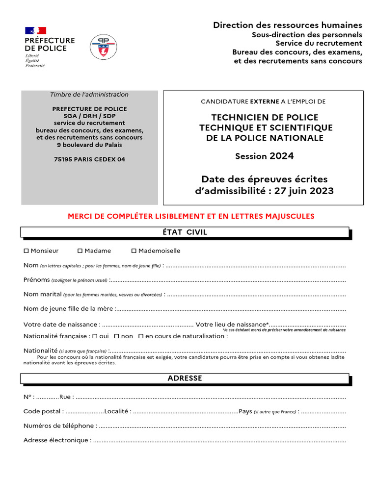 Dossier Inscription CRS Tech PTS Externe 2024 | PDF