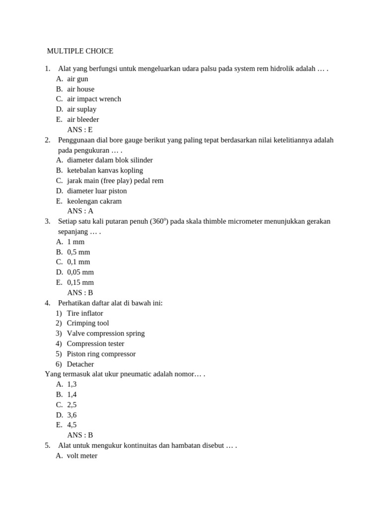 Soal USPBK C2 TBSM 2022 | PDF