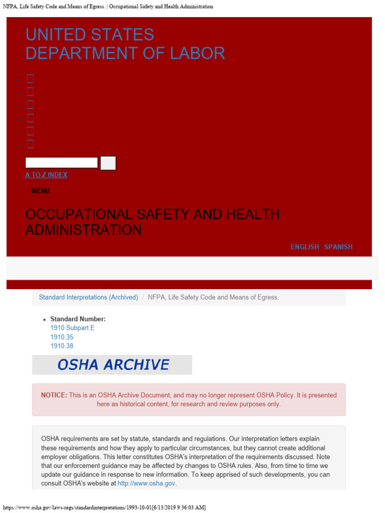 Interpretation Letter NFPA, Life Safety Code and Means of Egress ...