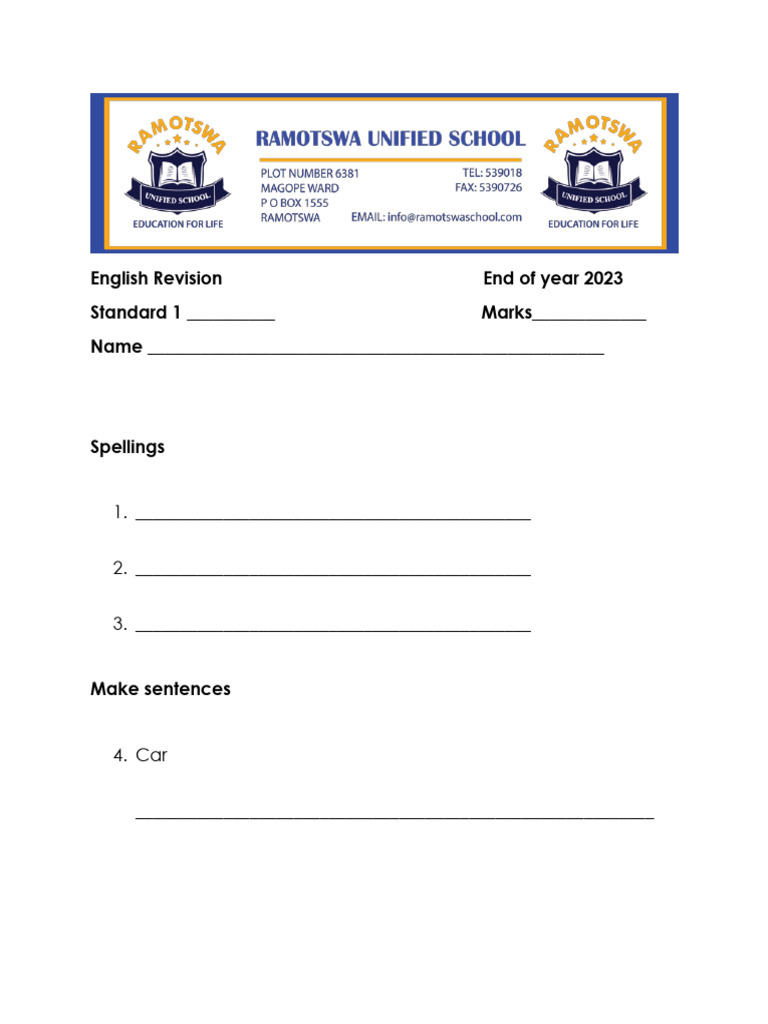 English Revision End of year 2023 (2) | PDF