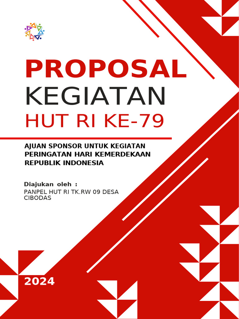 Merah Putih Geometris Modern Sampul Proposal Kegiatan HUT RI Dokumen A4 | PDF