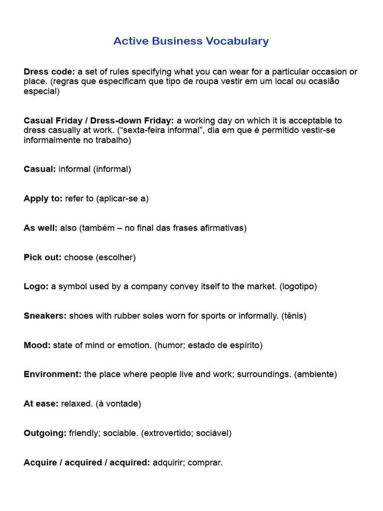 Active Business Vocabulary | PDF