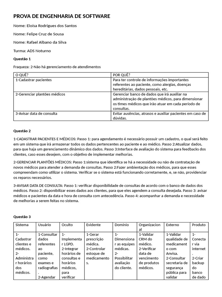 PROVA DE ENGENHARIA DE SOFTWARE | PDF