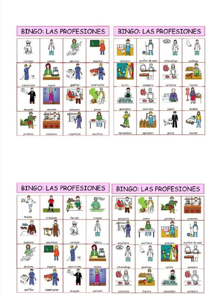 PDF Bingo Las Profesiones y Oficios | PDF