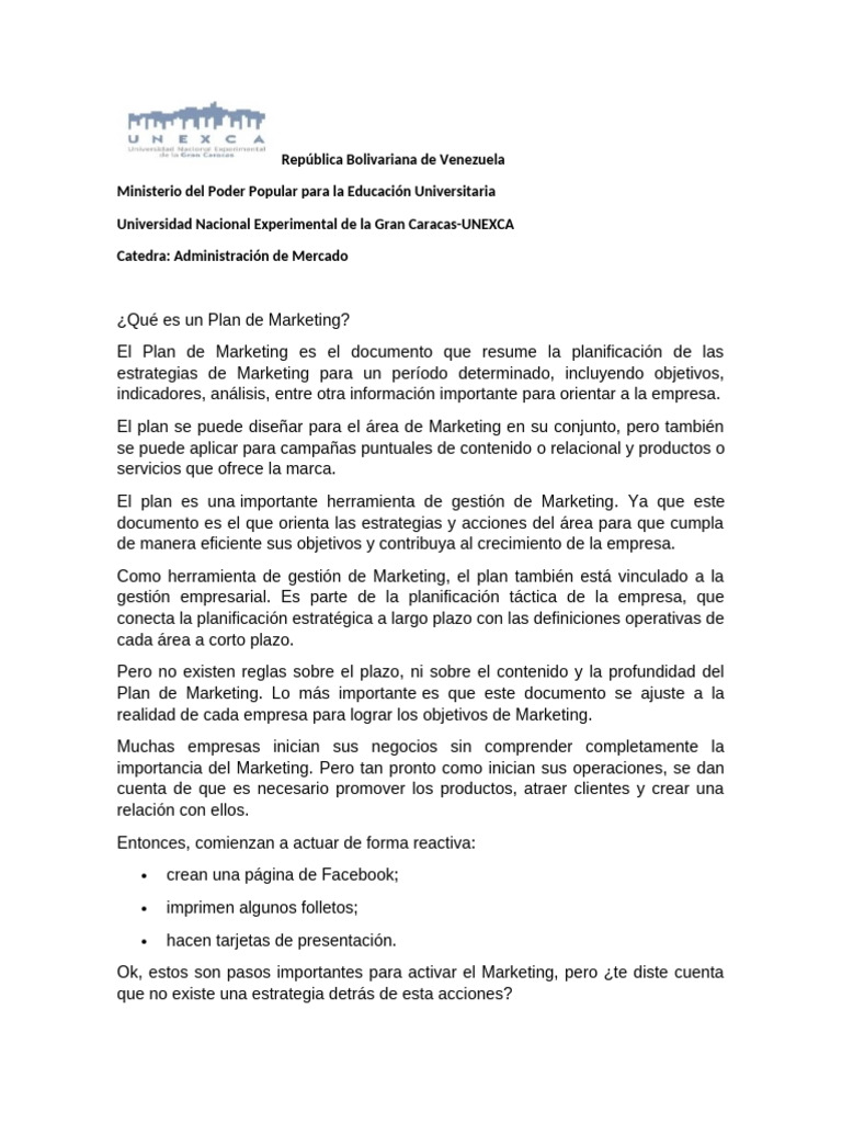 guia plan de mercado | PDF