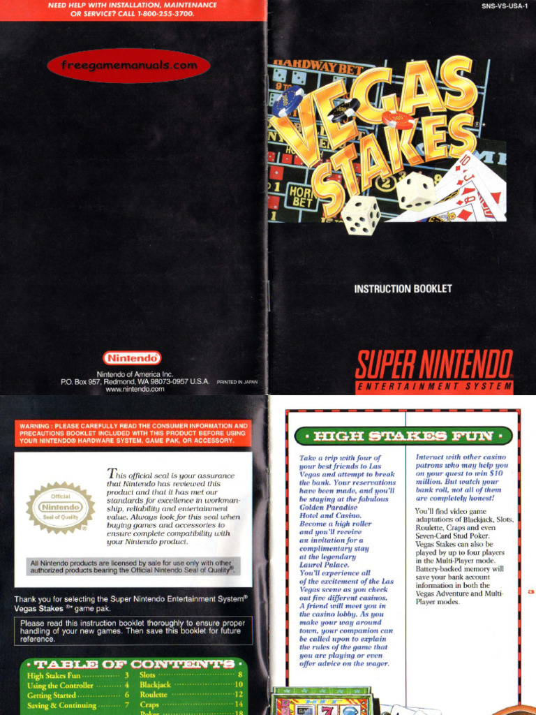 Vegas Stakes - 1995 - Nintendo | PDF