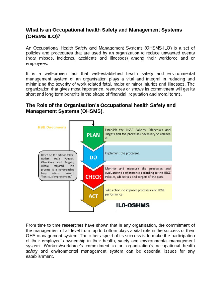 What Is An Occupational Health Safety and Management Systems-OHSMS | PDF