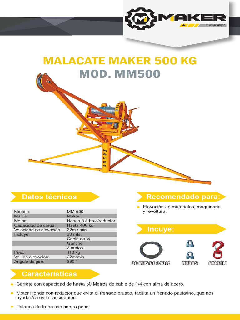 MALACATE MAKER 500 KG F | PDF