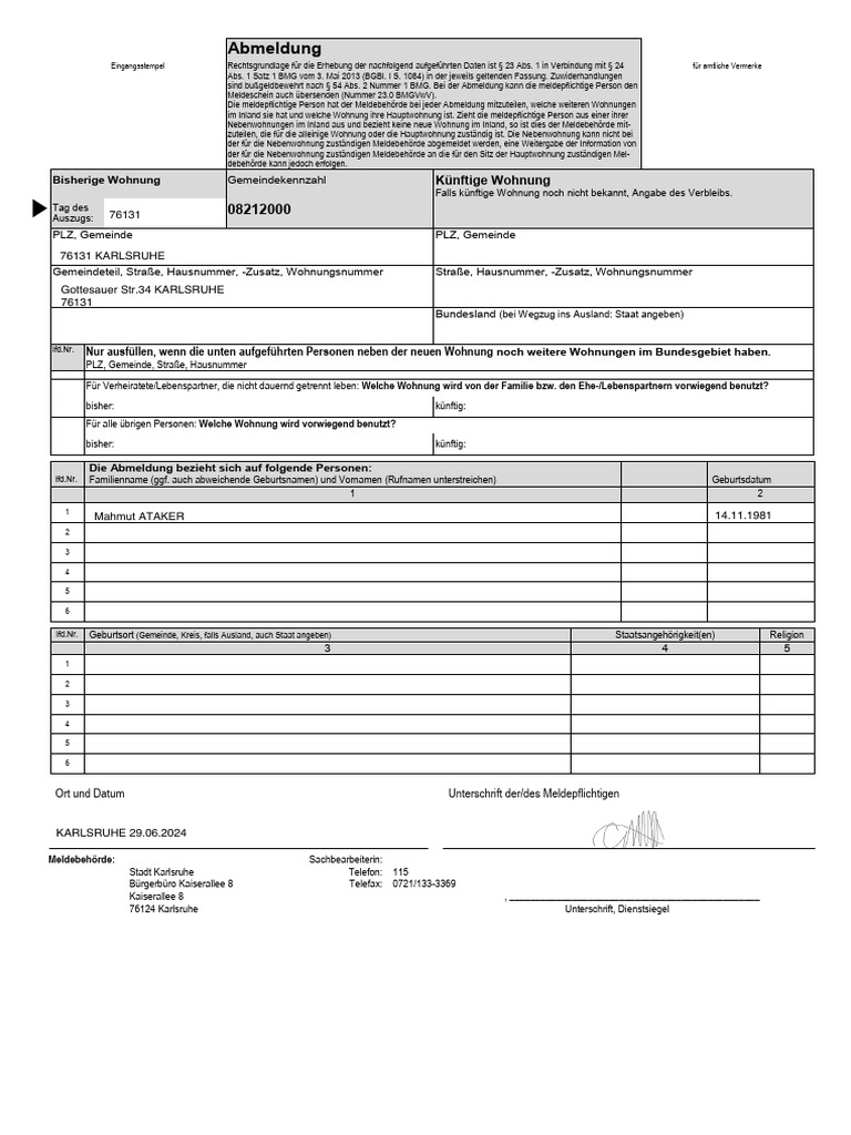 Wohnsitz Abmelden | PDF