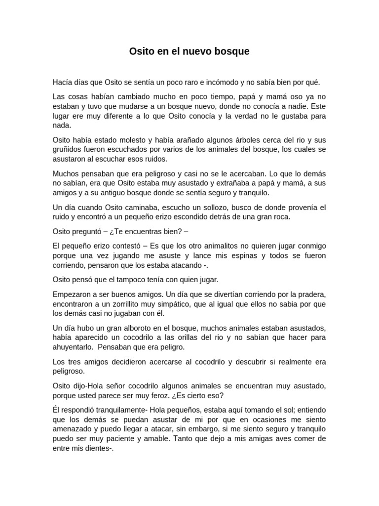 Cuento - EL Osito | PDF