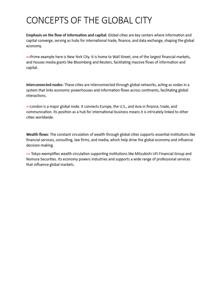 Concepts of Global City | PDF