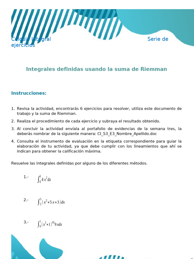 Integrales Definidas Usando La Suma de Riemman | PDF | Métodos y ...