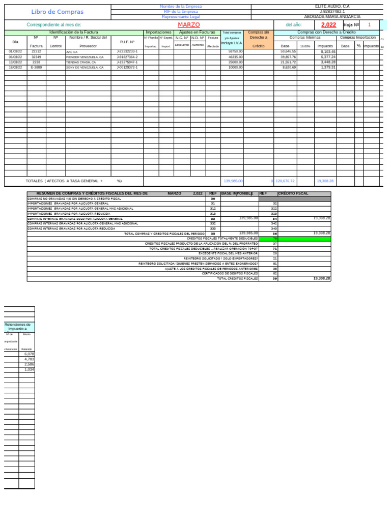 Modelo Libro de Compras Hecho | PDF