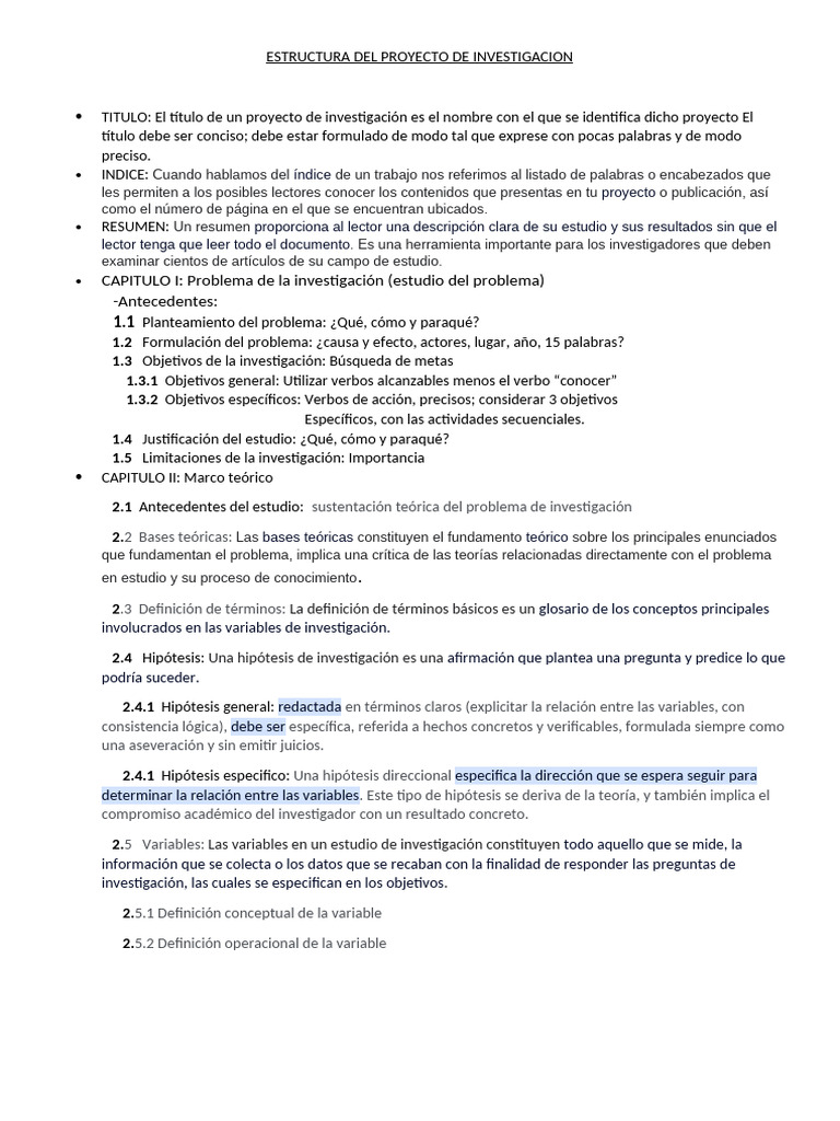 Estructura Del Proyecto de Investigacion | PDF
