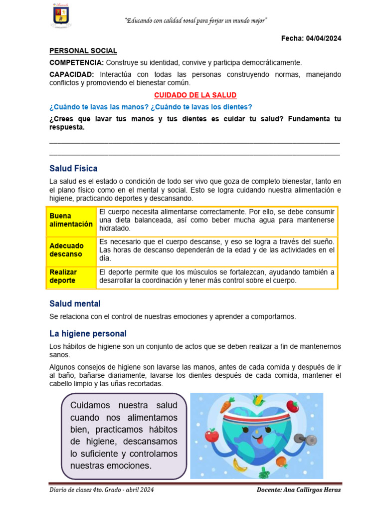P. Social - Cuidado de la salud - CLASE | PDF