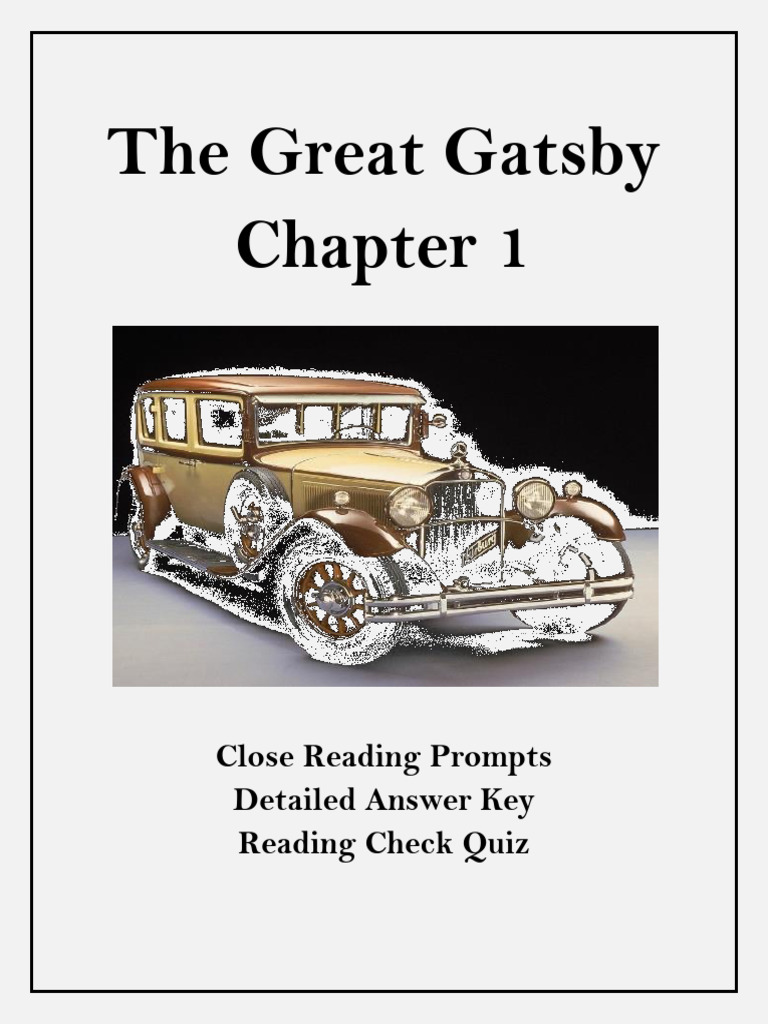 The Great Gatsby: Close Reading Prompts Detailed Answer Key Reading ...